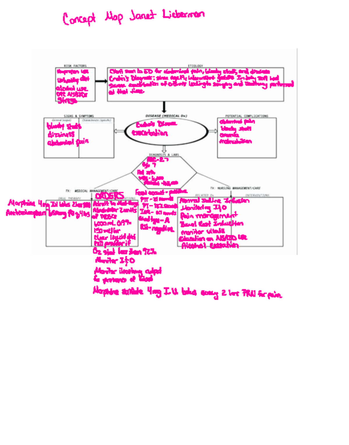 Concept map - Case study homework - Concept Map Janet Lieberman Ibuprofen use Client S seen in ...
