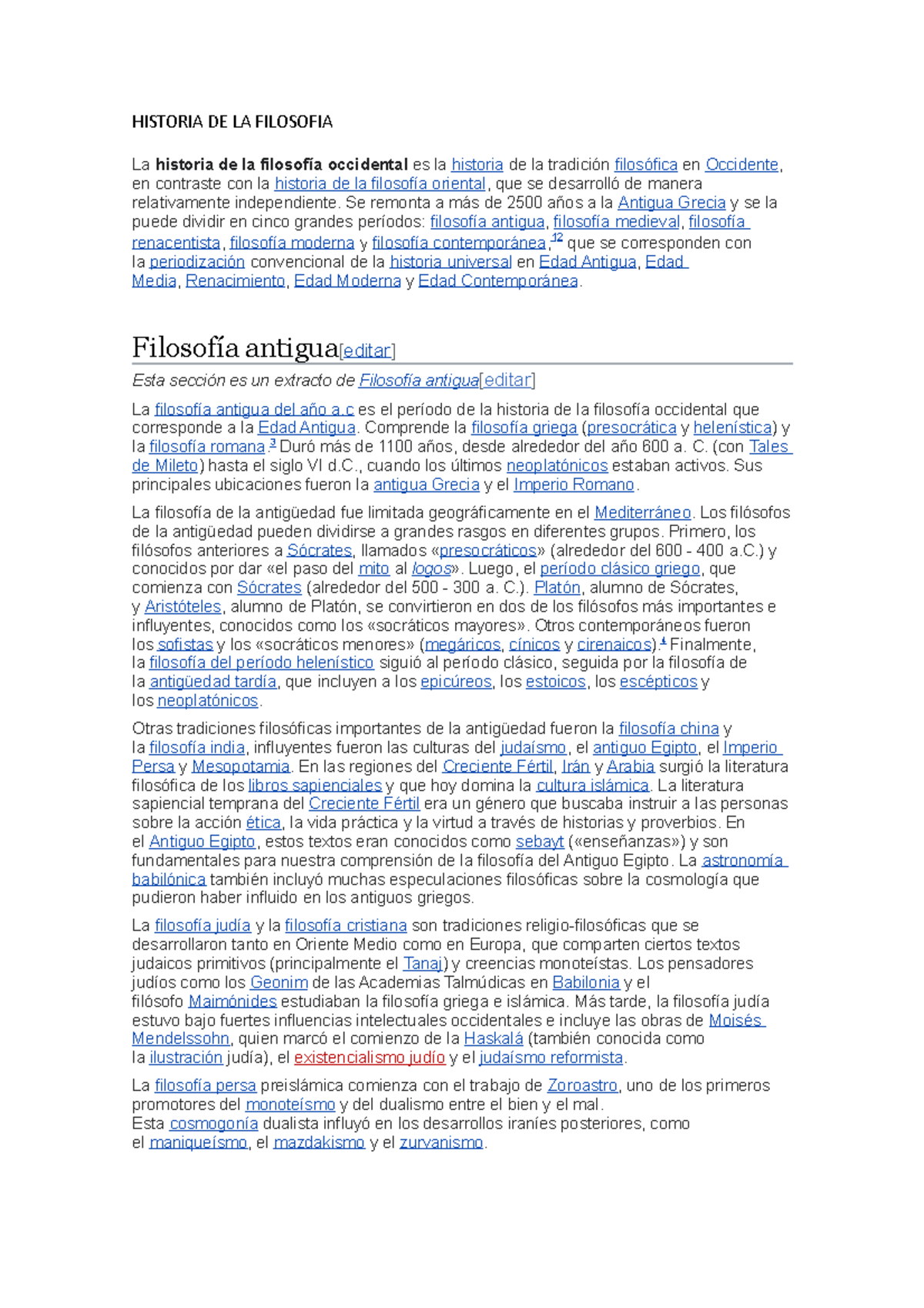 Historia DE LA Filosofia OCCIDENTAL - UAB - Studocu