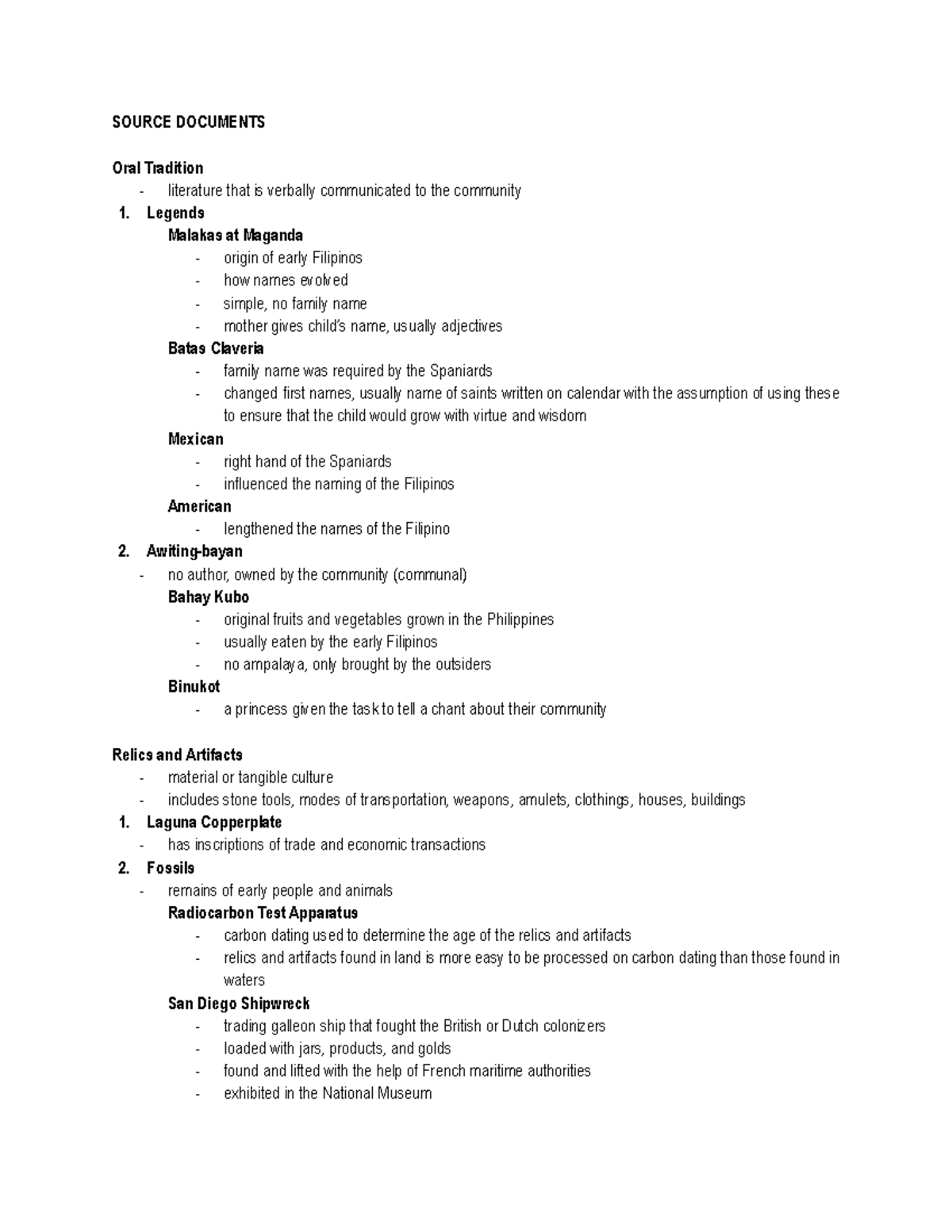 Source Documents - SOURCE DOCUMENTS Oral Tradition - literature that is ...