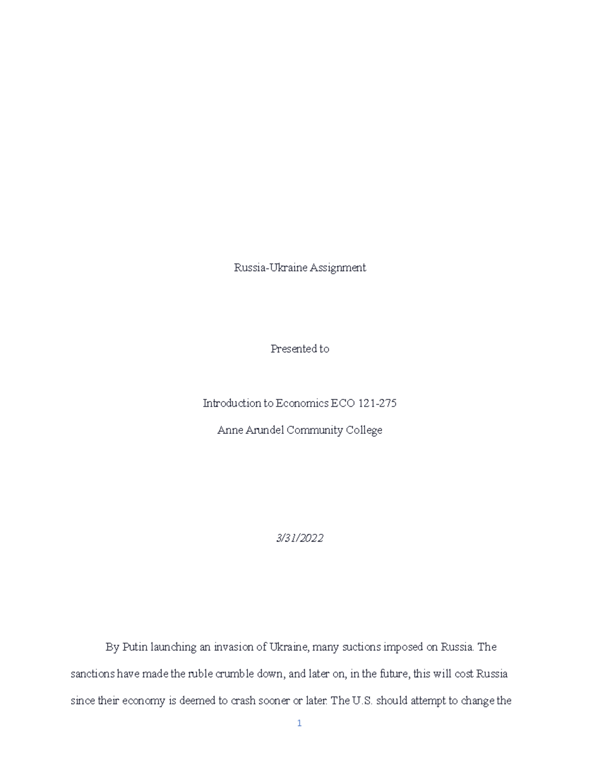 Russia-Ukraine War implication - Russia-Ukraine Assignment Presented to ...