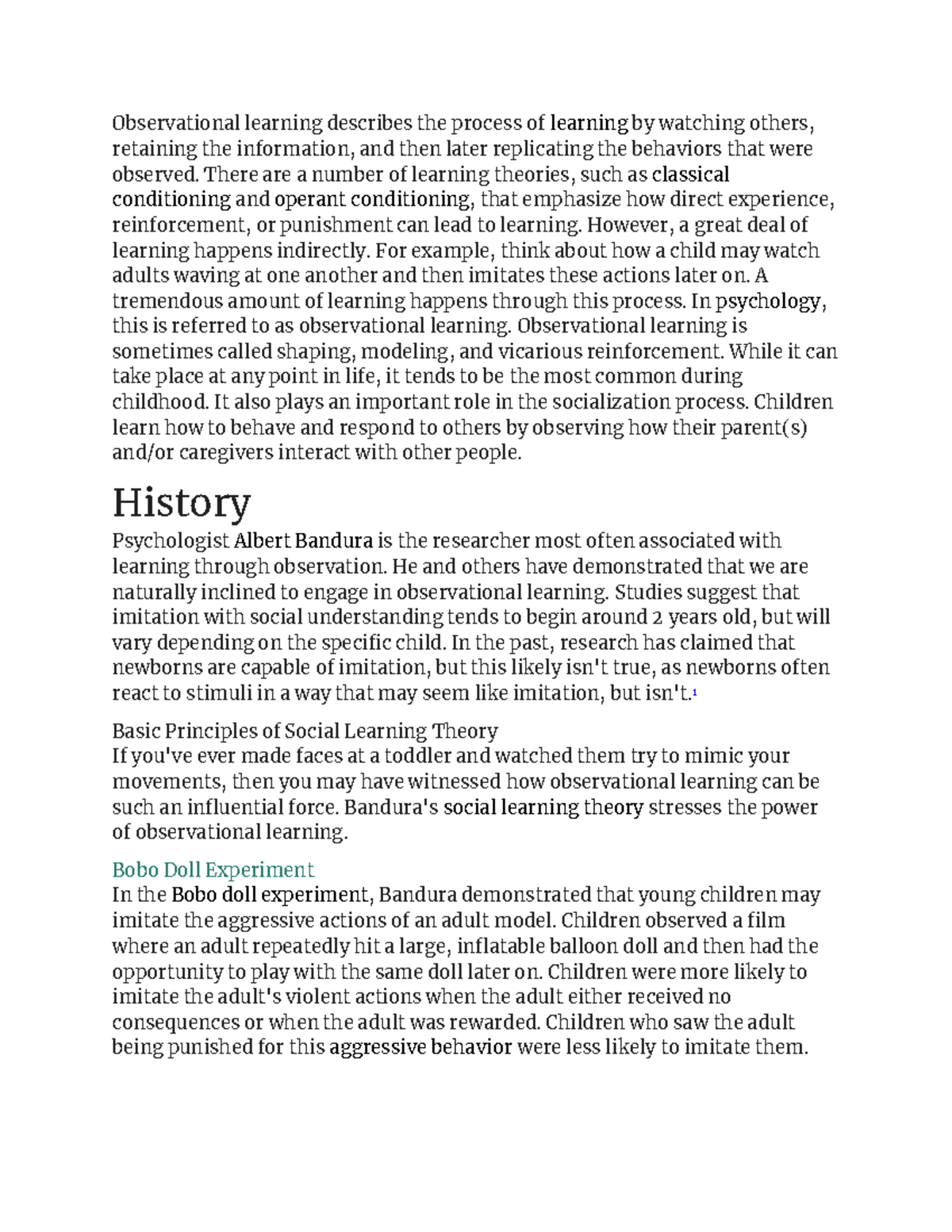 Observational Learning Notes - Observational learning describes the ...