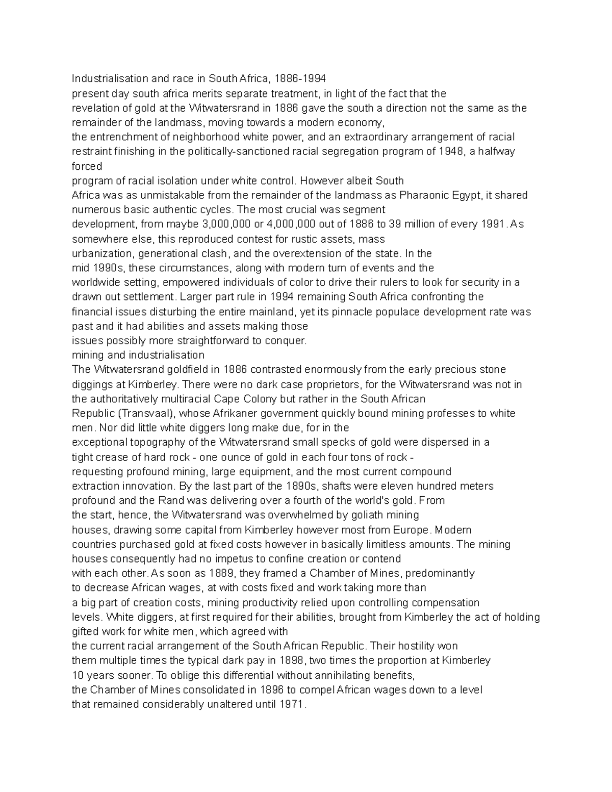 Topics In African History Chpt 12 Notes Industrialisation And Race In topics-in-african-history-chpt-12-notes-industrialisation-and-race-in