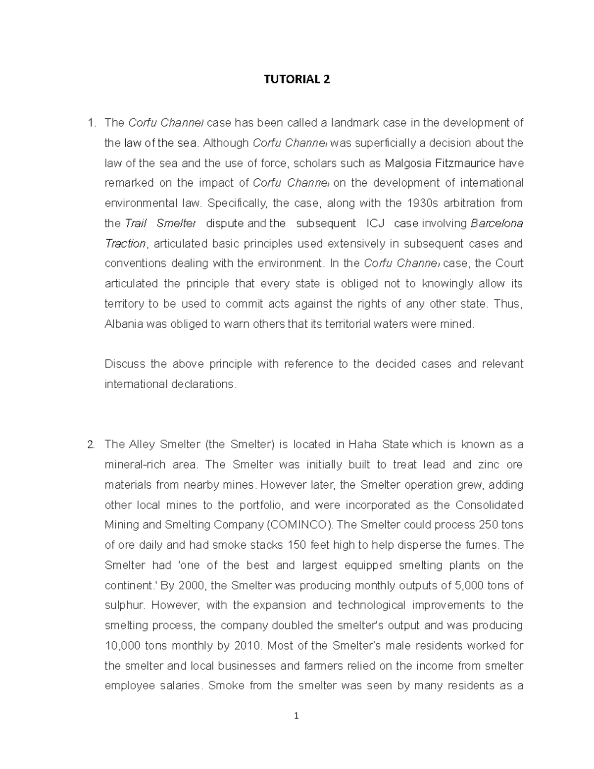 Tutorial 2 - the declaration - TUTORIAL 2 The Corfu Channel - Studocu