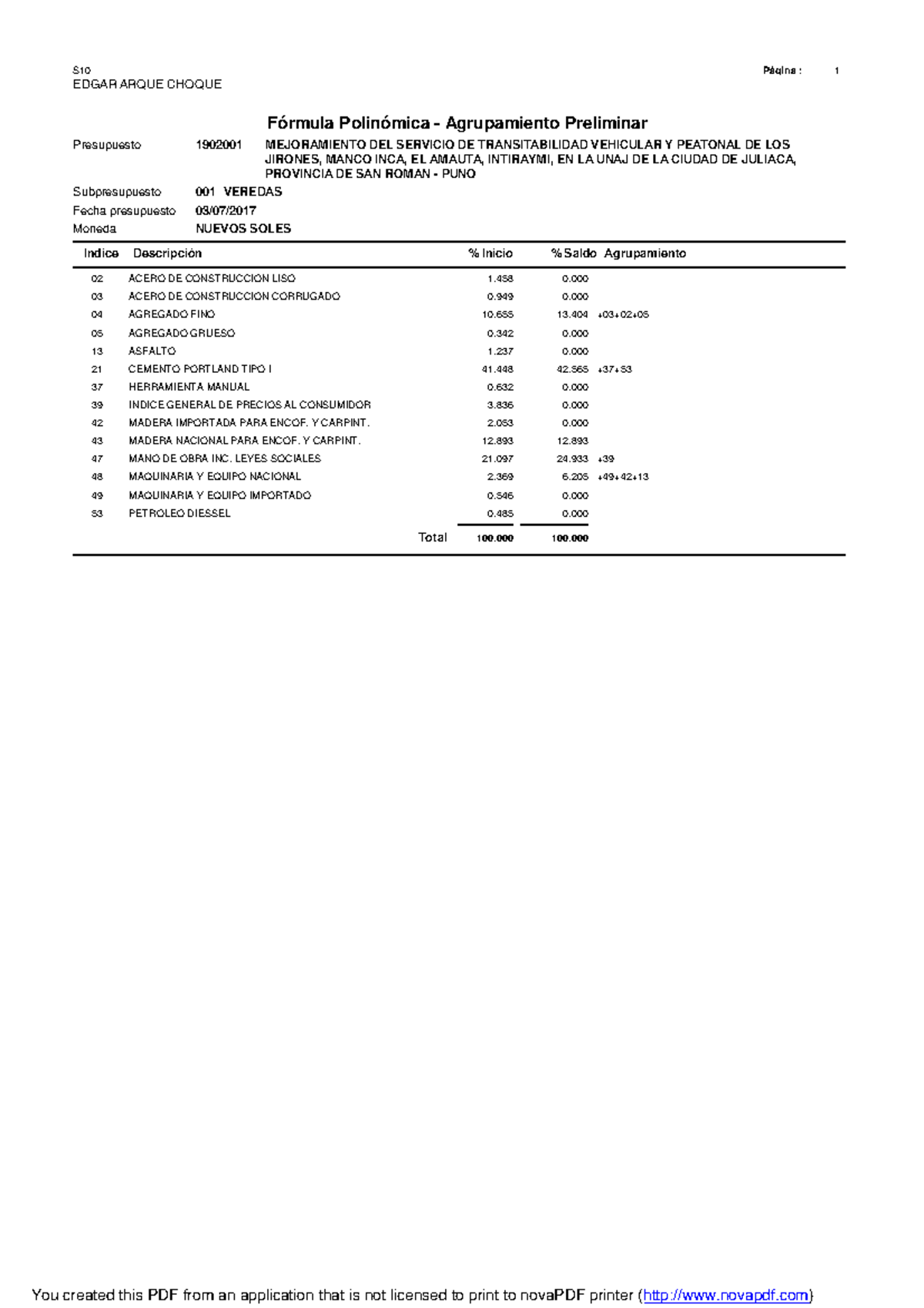 Formula Polinomica - S 10 Página : 1 EDGAR ARQUE CHOQUE Fórmula ...