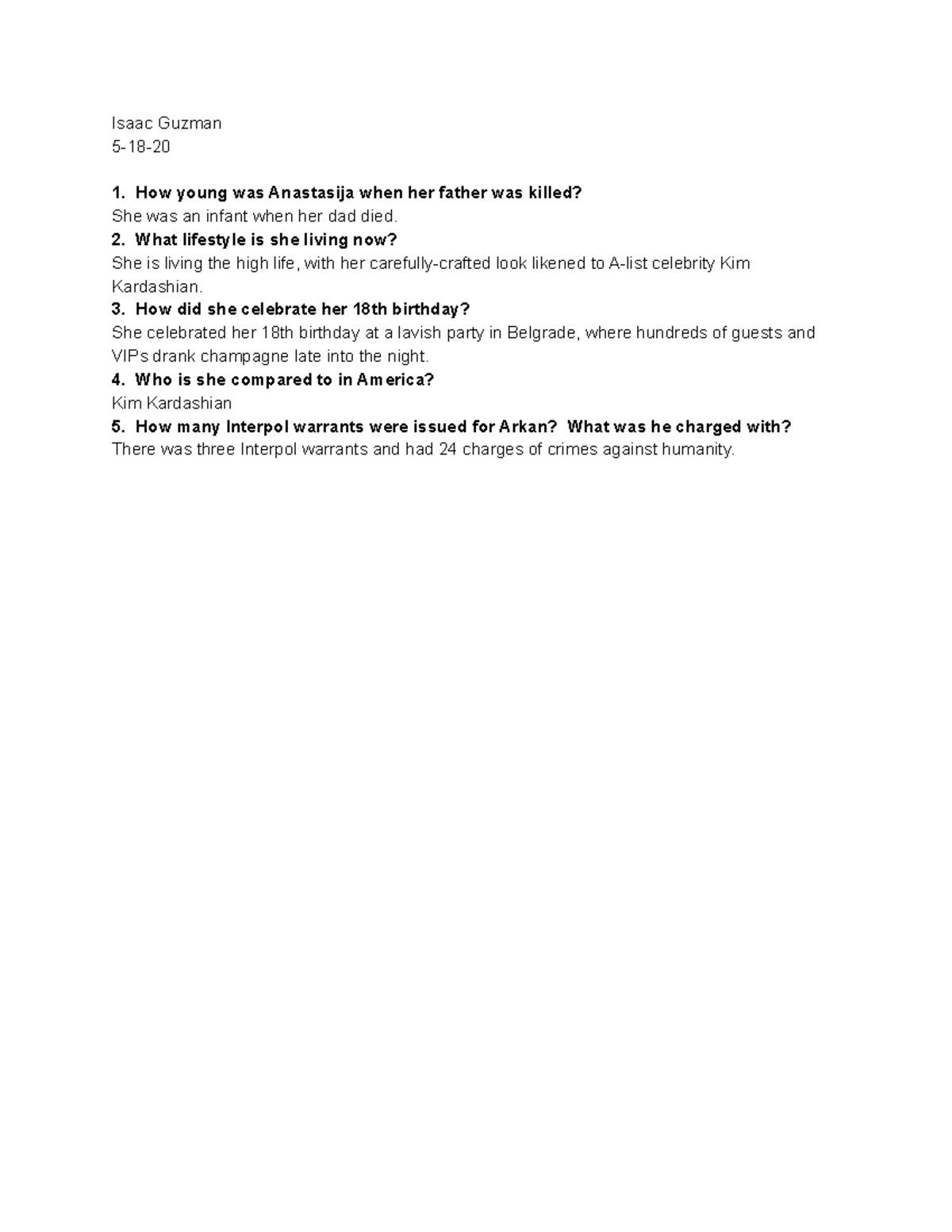 Isaac Guzman - Arkan’s daughter-New Marking Period - Isaac Guzman 5-18 ...