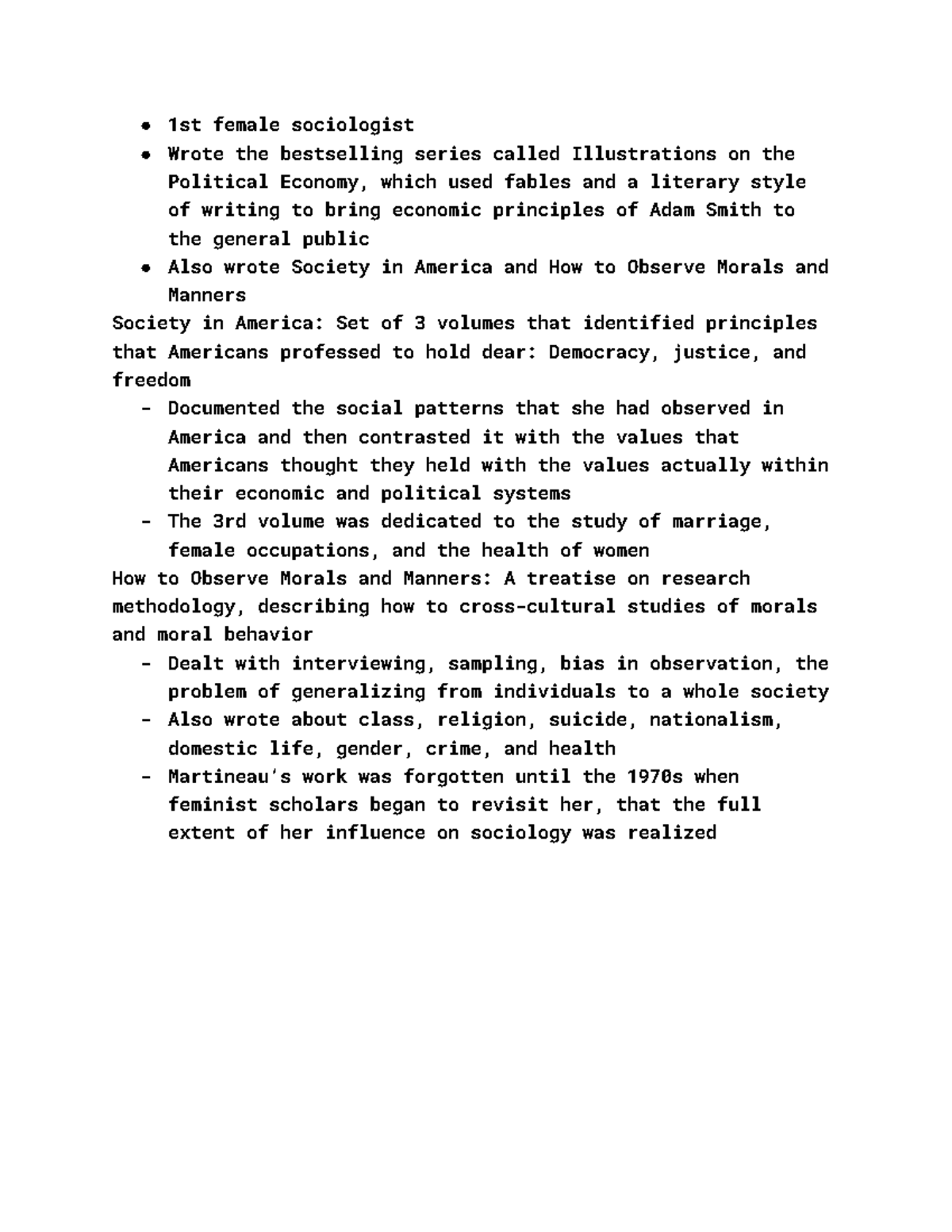 Harriet Martineau Notes - 1st female sociologist Wrote the bestselling ...