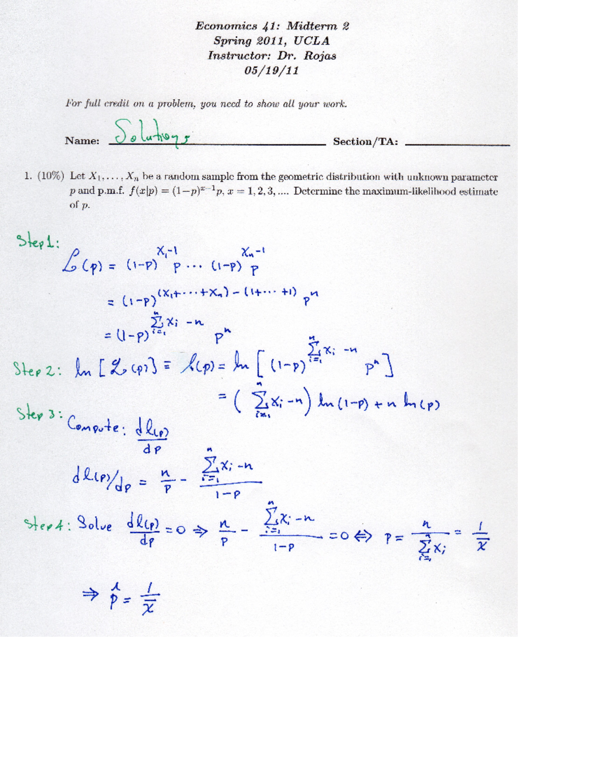Midterm 2 solution - ECON 41 - Studocu