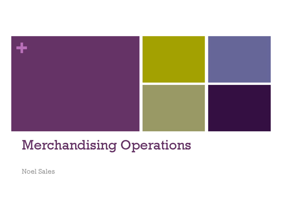 Merchandising Operations - + Merchandising Operations Noel Sales ...