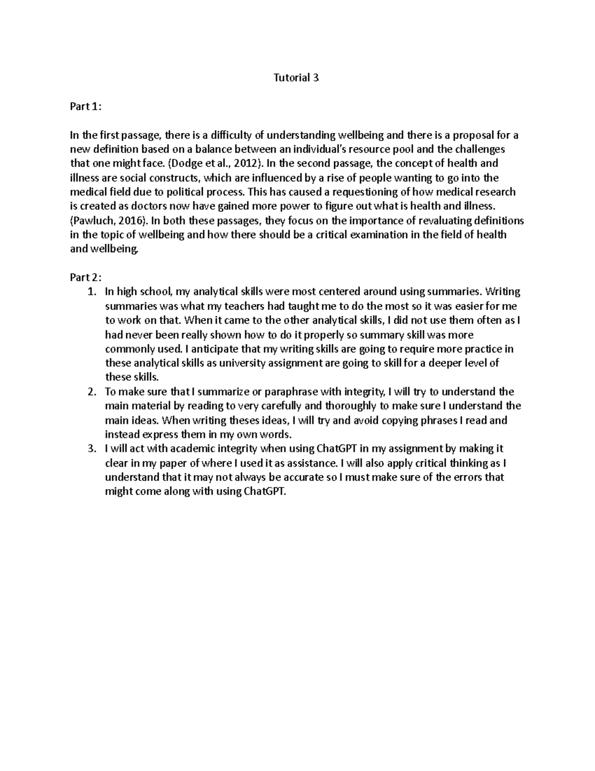 Tutorial 3 - health - Tutorial 3 Part 1: In the first passage, there is a difficulty of - Studocu