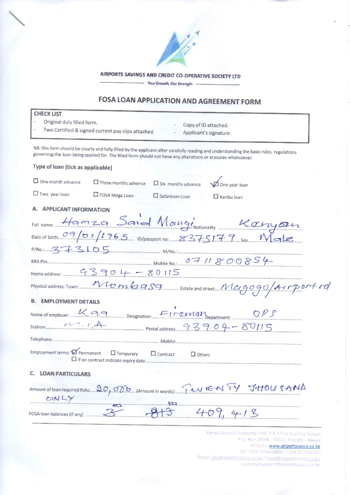 Fosa doc - application - general agriculture - Studocu