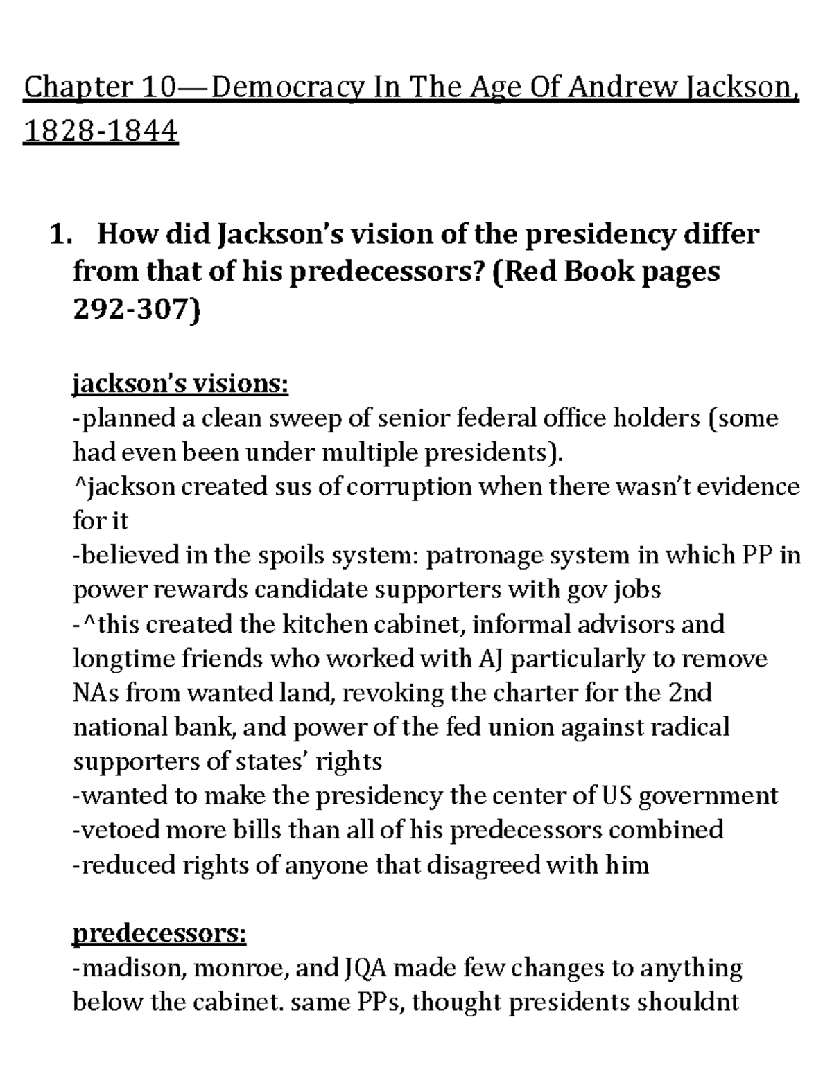 Period 4 Chapter 10 Part 1 - Chapter 10—Democracy In The Age Of Andrew ...