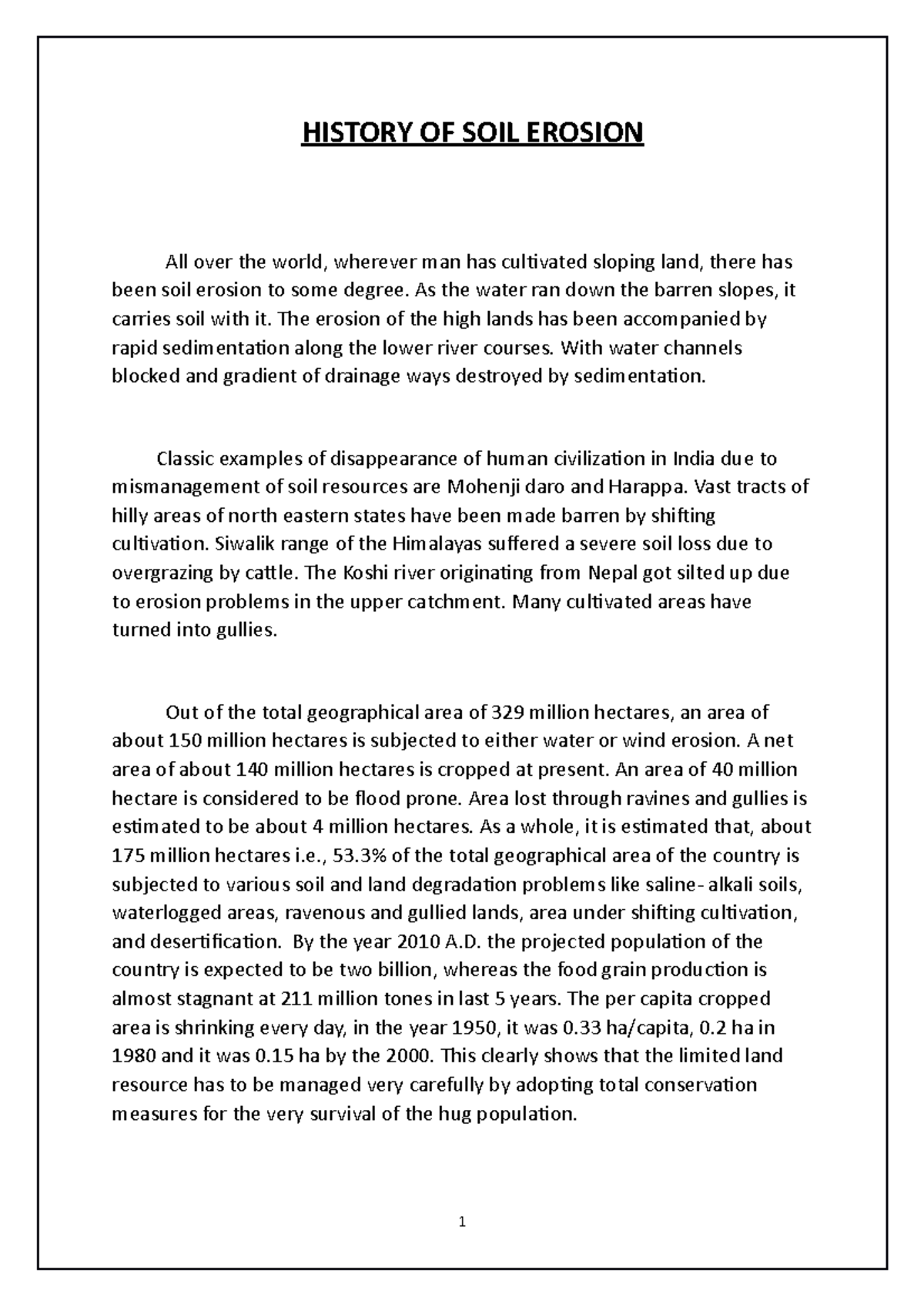 History OF SOIL Erosion - HISTORY OF SOIL EROSION All over the world ...