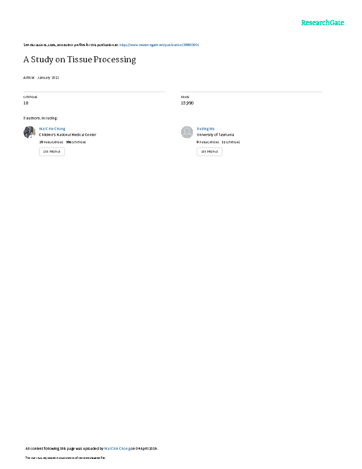 Astudyontissue Processing - See discussions, stats, and author profiles ...