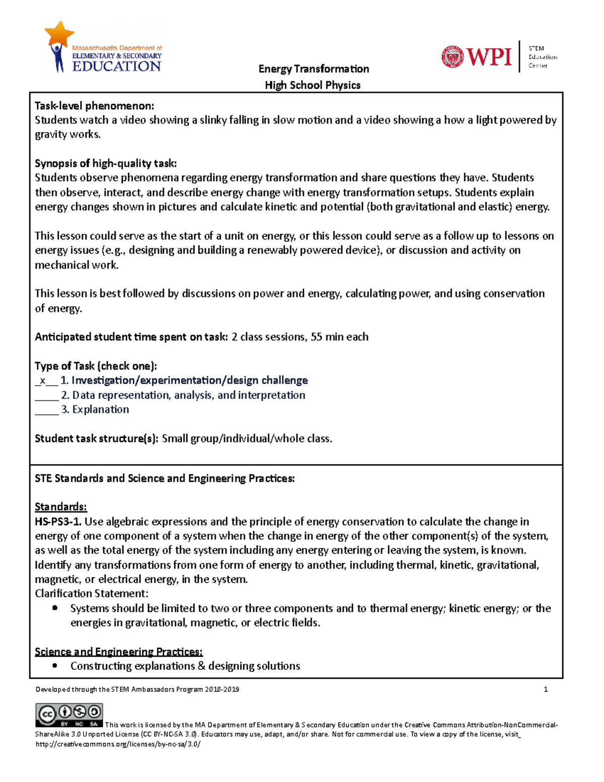 Hs-energy-transformation - Energy Transformation High School Physics ...