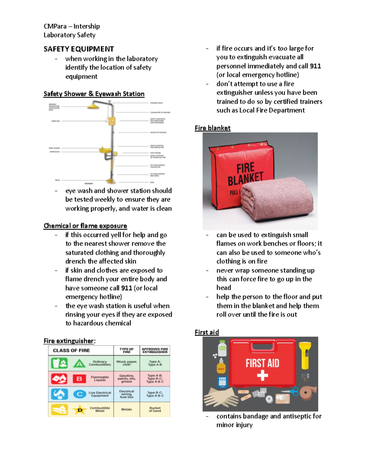 CI1-Laboratory-Safety - Laboratory Safety SAFETY EQUIPMENT when working ...