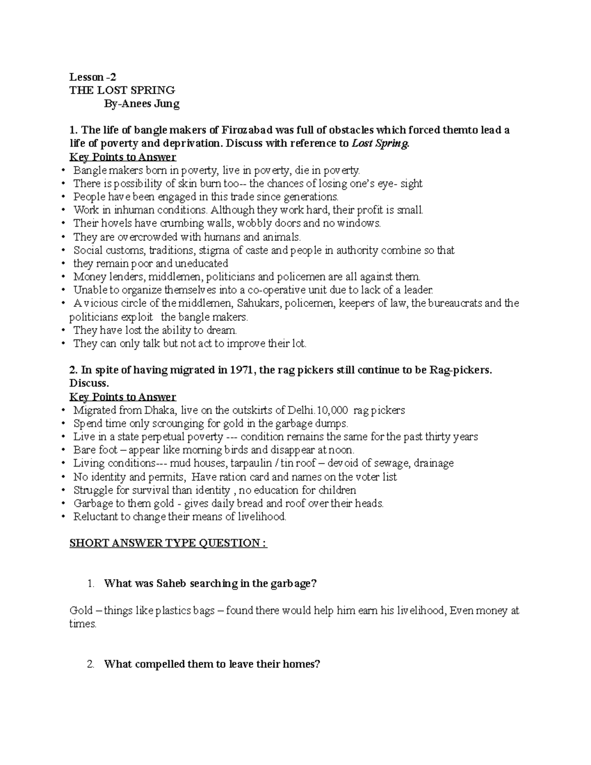 The lost spring English II for class 12 for CBSE - Lesson - THE LOST ...