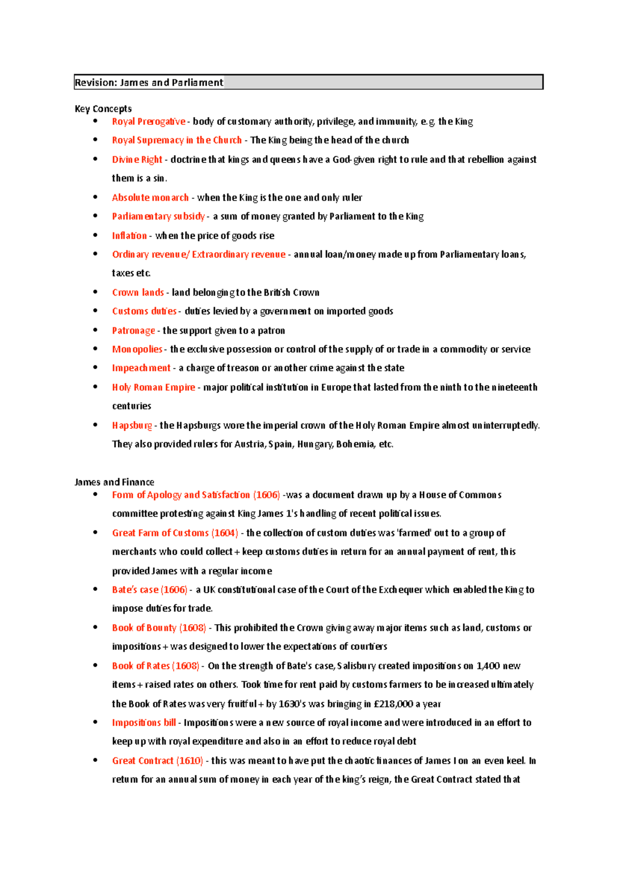 Revision%20%281%29 - revision material - Revision: James and Parliament ...