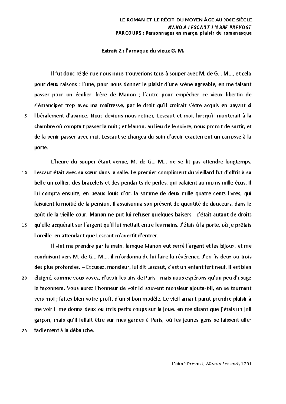 EL N6 Labbe Prevost Manon Lescaut Larnaque - LE ROMAN ET LE RÉCIT DU ...