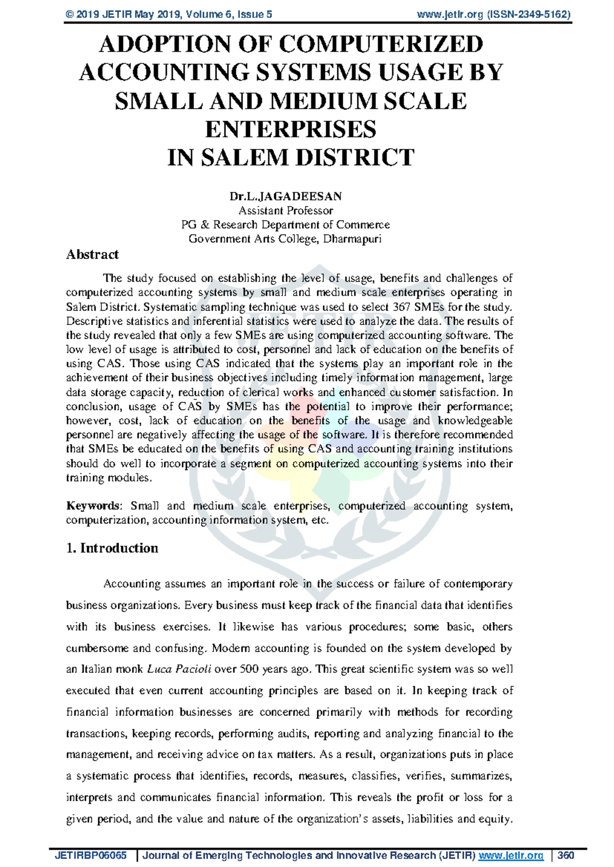 Jetirbp 06065 - Summary Accounting - ADOPTION OF COMPUTERIZED ...