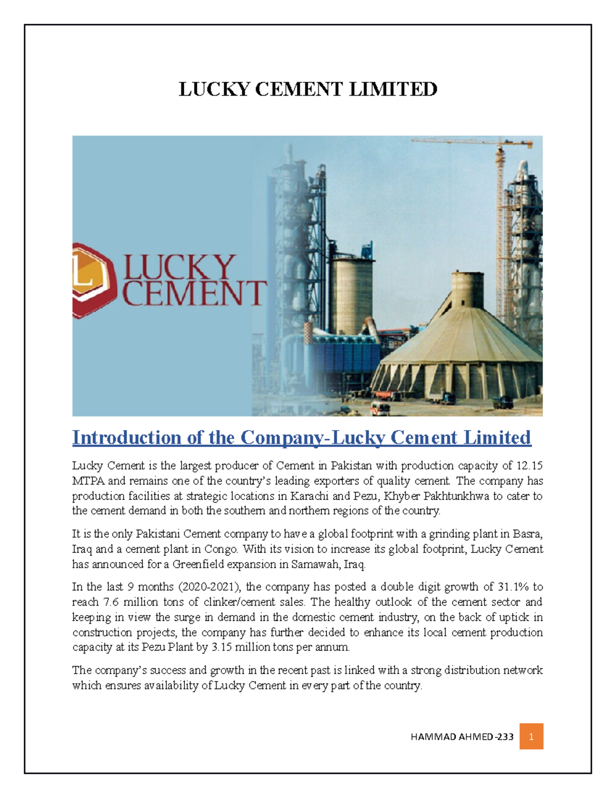 Introduction of the Company - Introduction of the Company-Lucky Cement ...
