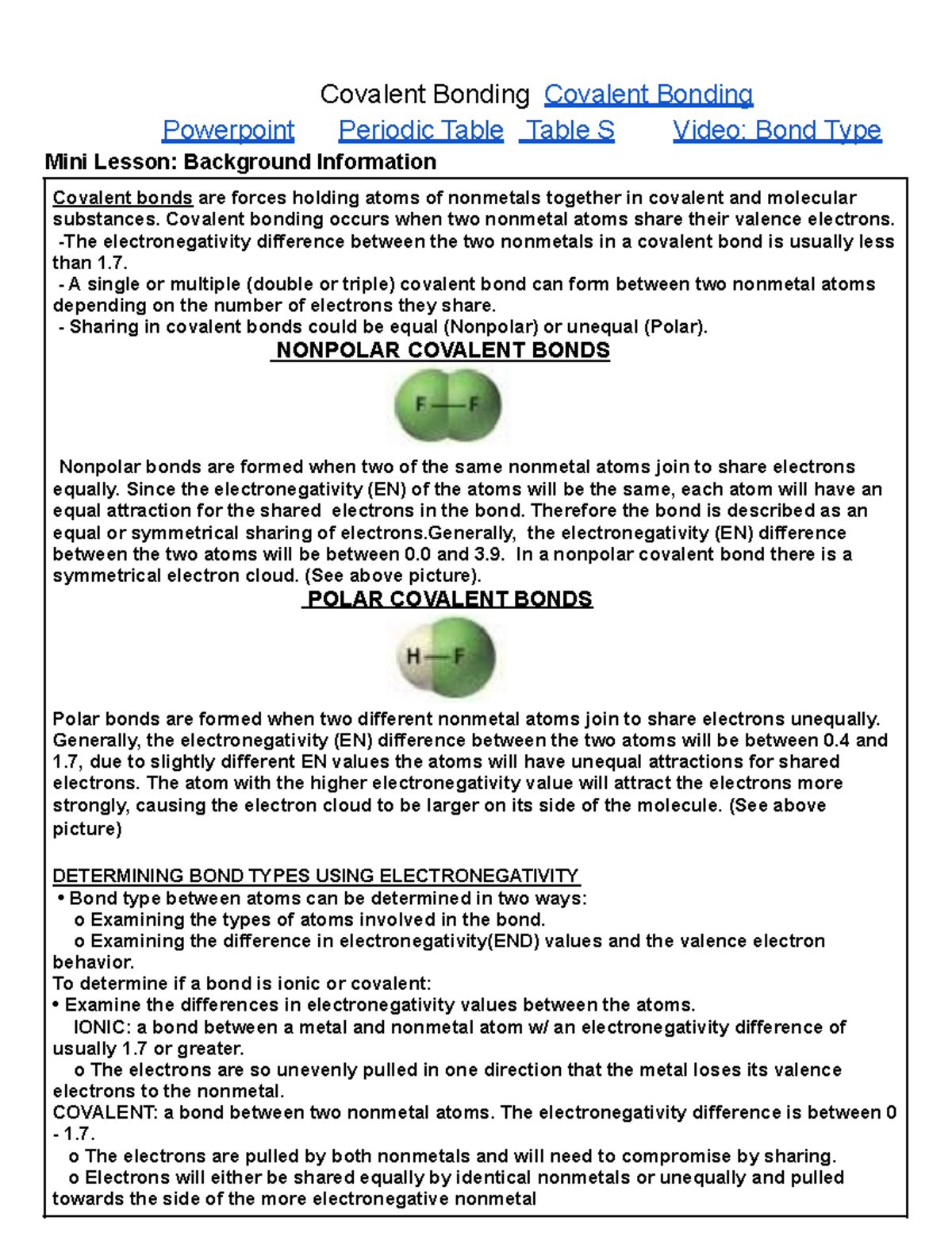 Covalent Bonding 2023 - Assignment - Covalent Bonding Covalent Bonding ...