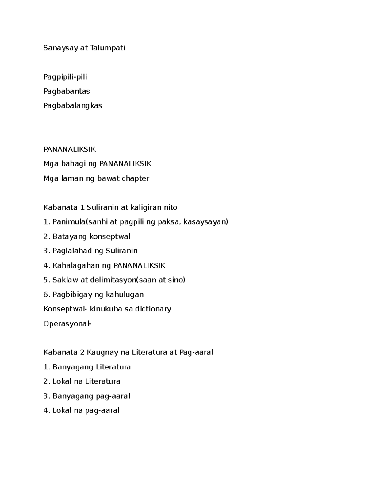 Pananaliksik rebyowe - Sanaysay at Talumpati Pagpipili-pili Pagbabantas ...