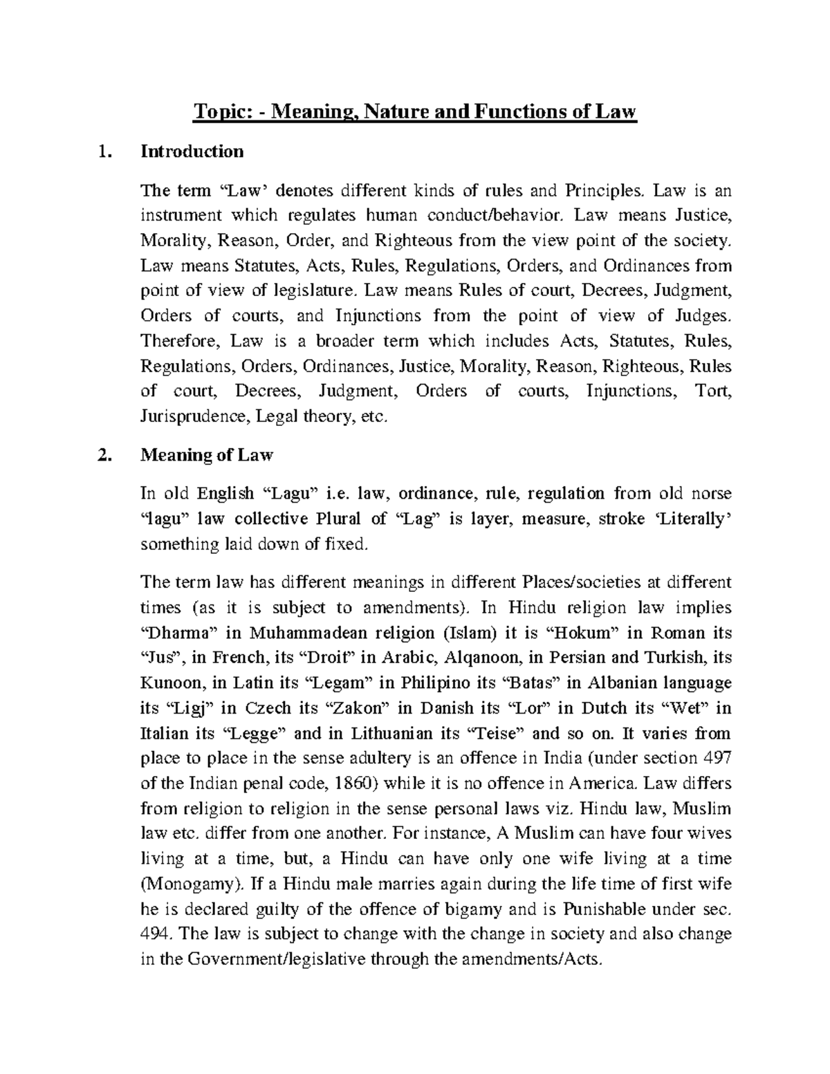 Jurisprudence Unit I Topic Meaning Nature And Functions Of Law jurisprudence-unit-i-topic-meaning-nature-and-functions-of-law