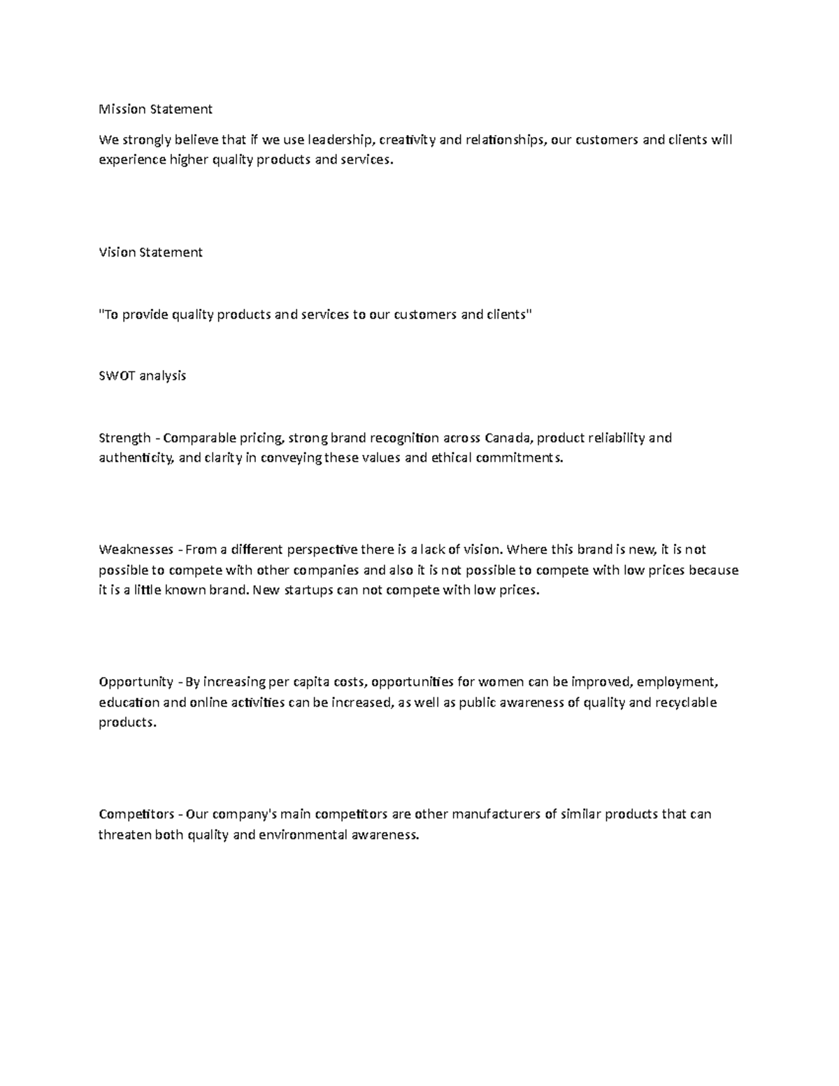 Naghme - CA 2 - case study - Mission Statement We strongly believe that ...