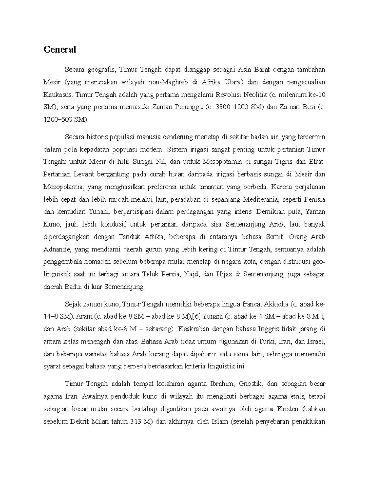 History of the Middle East-General - General Secara geografis, Timur ...