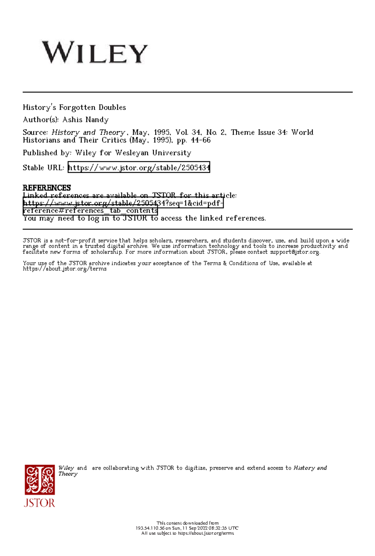 History's forgotten double - History's Forgotten Doubles Author(s ...