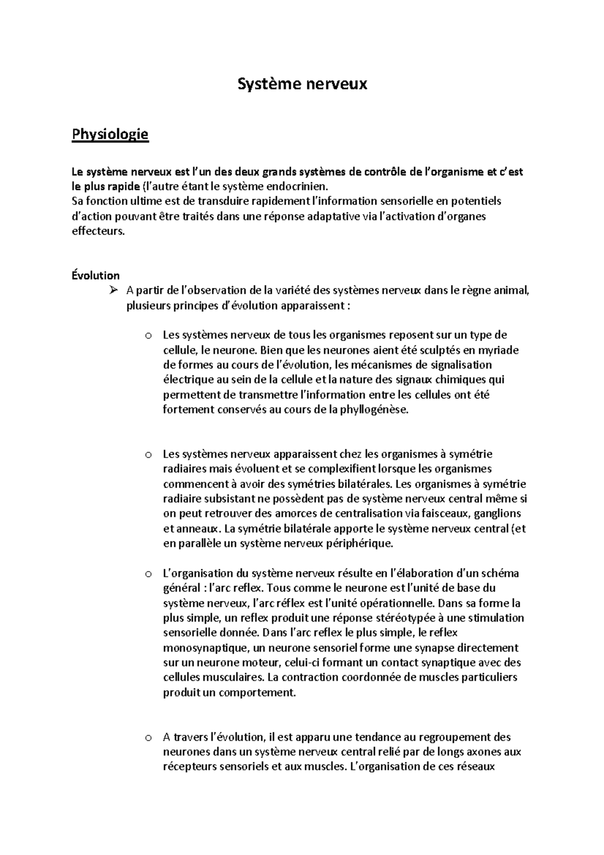 Le système nerveux - Système nerveux Physiologie Le système nerveux est ...