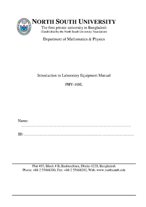 PHY108 Lab Reports - General Physics-II Lab - Studocu