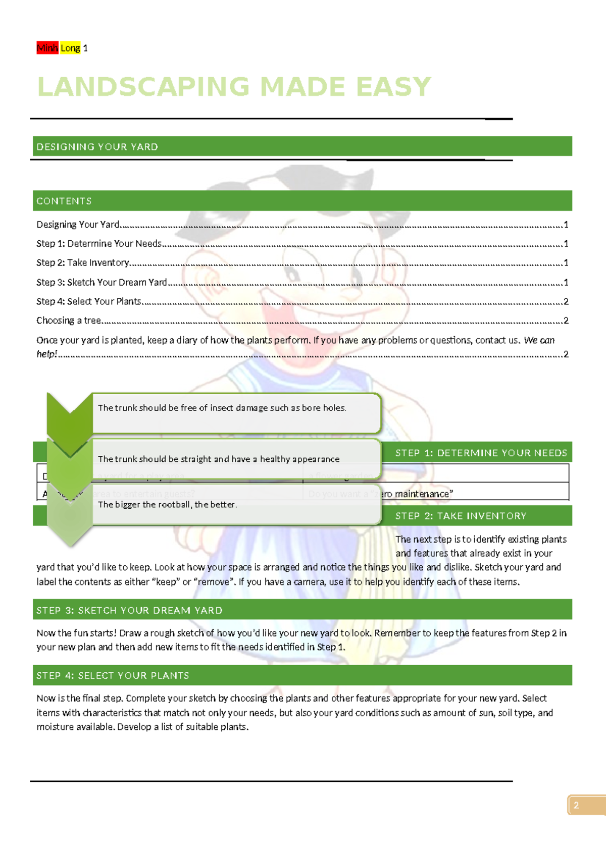 Project 4 - note - Minh Long 1 LANDSCAPING MADE EASY DESIGNING YOUR ...