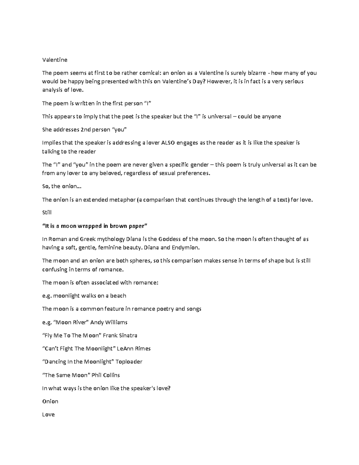 Script for the literature poetry assignment - Valentine The poem seems ...