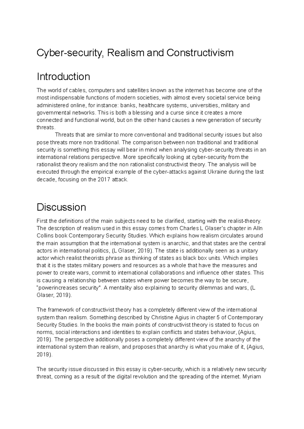 Pease and security essay - Cyber-security, Realism and Constructivism ...