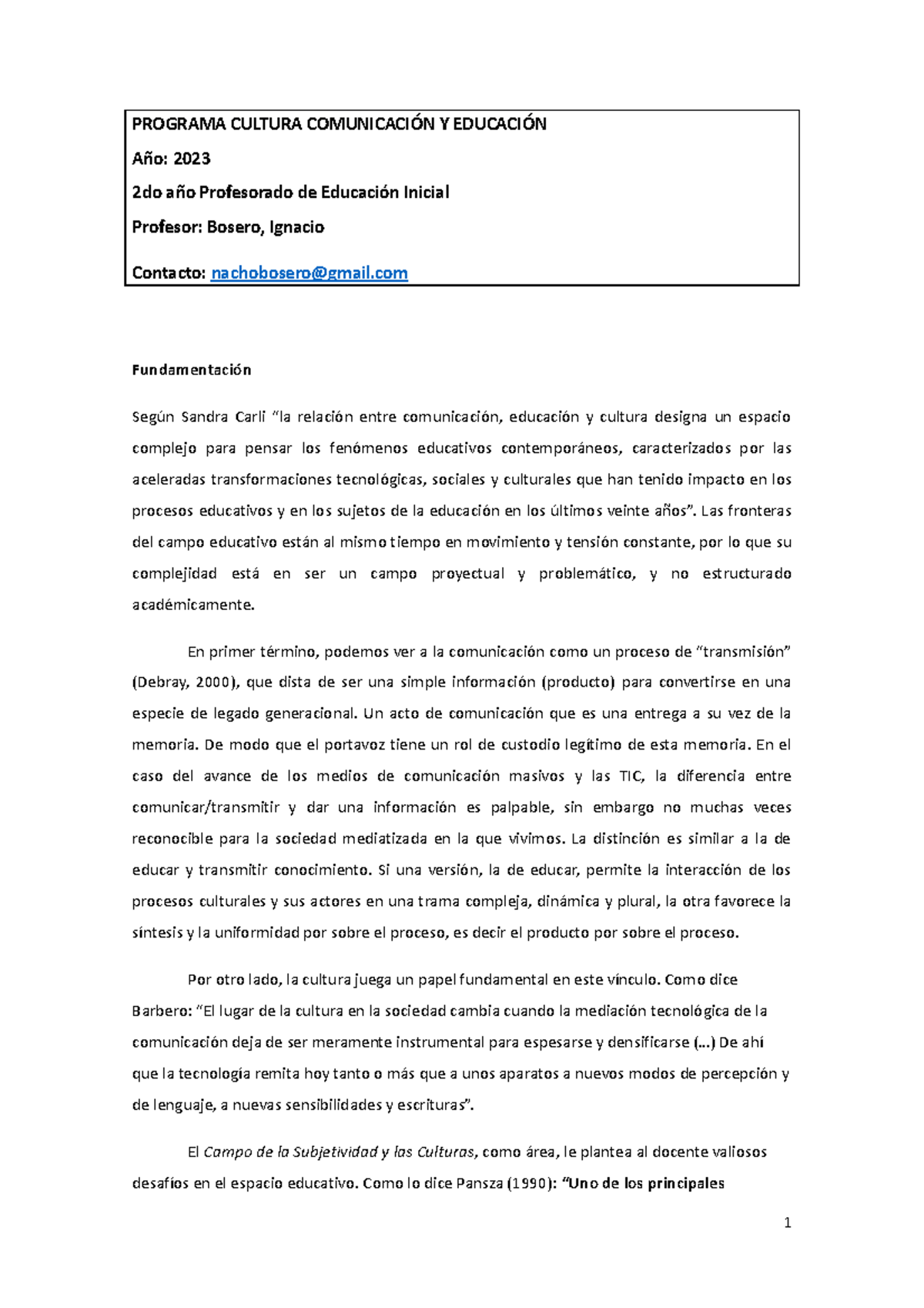 Bosero Programa Cultura 2023 - PROGRAMA CULTURA COMUNICACIÓN Y ...