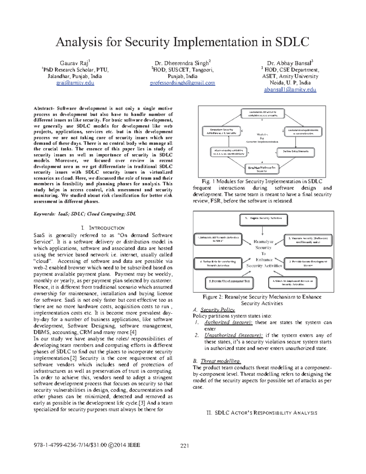 Analysis for Security Implementation in SDLC - Dheerendra Singh 2 2 HOD ...