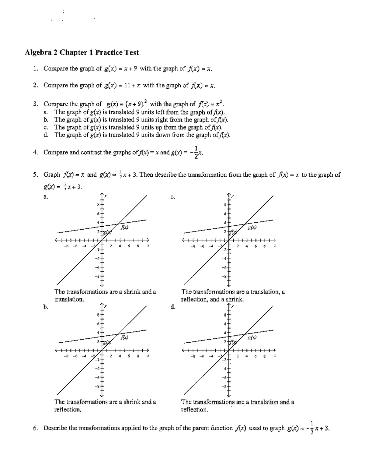 Algebra 2 Review Semester 1 - ENGL-180 - Studocu