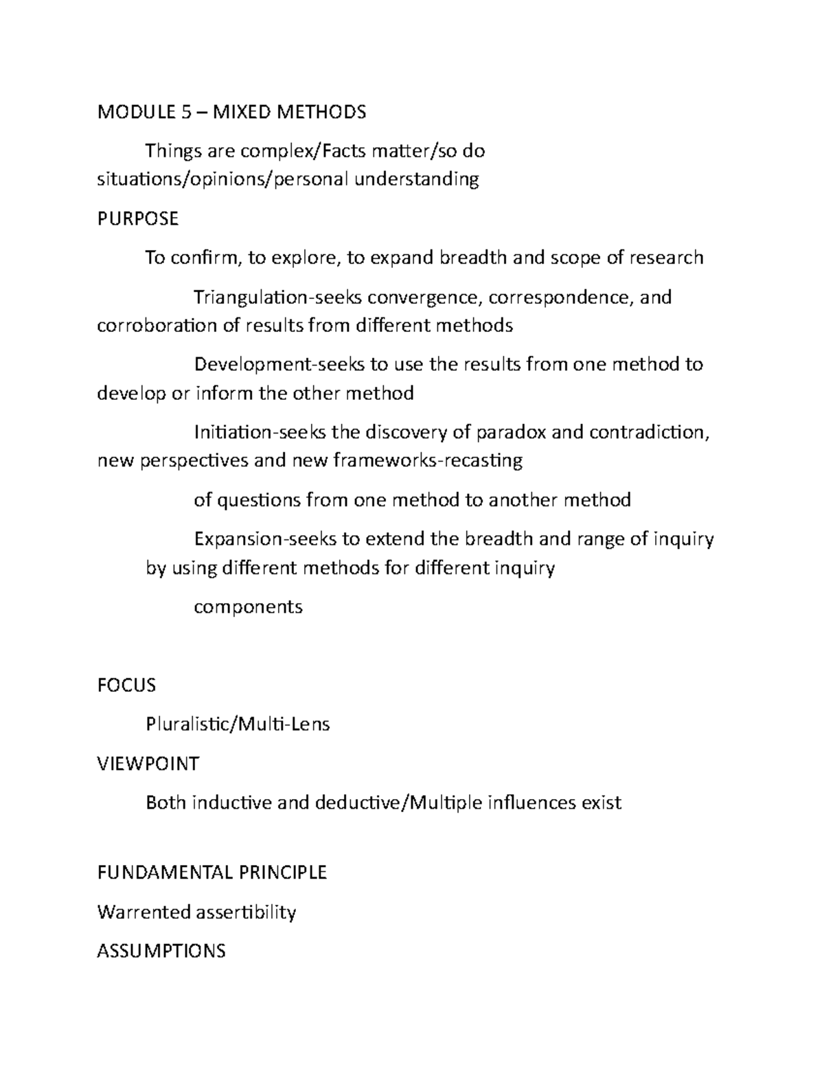 Module 5 Outline 7-19 - MODULE 5 MIXED METHODS Things are do ...