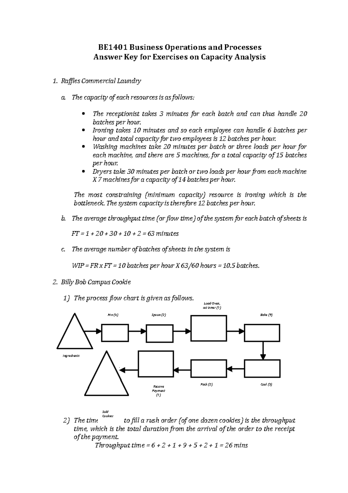 Exercises-capacity-soln - BE1401 Business Operations and Processes Answer Key for Exercises on ...