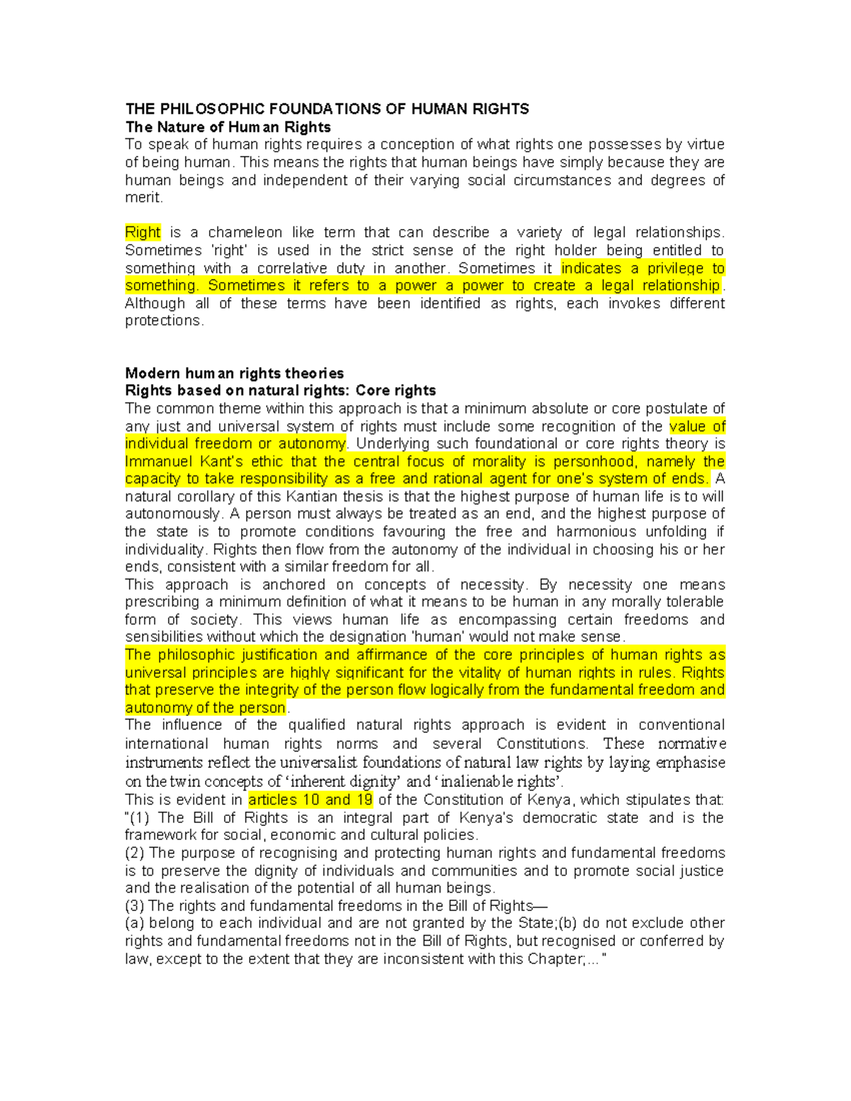 Human Rights Law Notes - THE PHILOSOPHIC FOUNDATIONS OF HUMAN RIGHTS ...