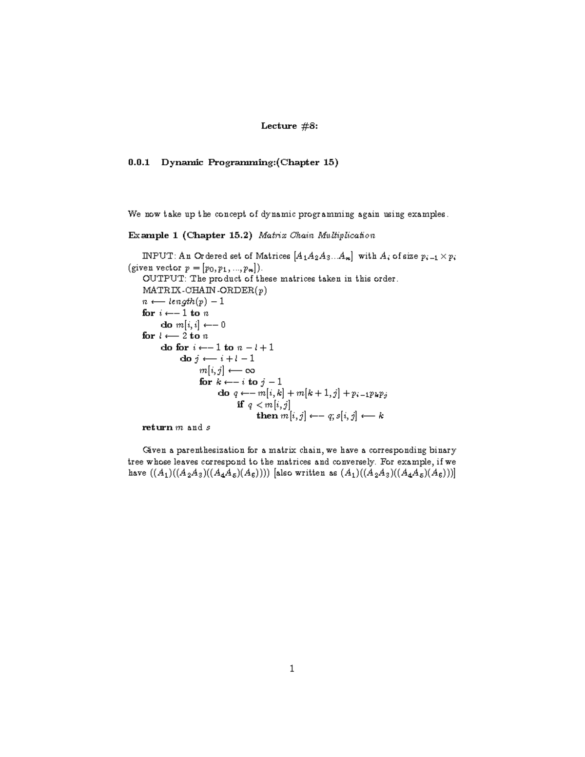 Lec8 Lecture Notes 8 Lecture 8 00 Dynamic Programmingchapter