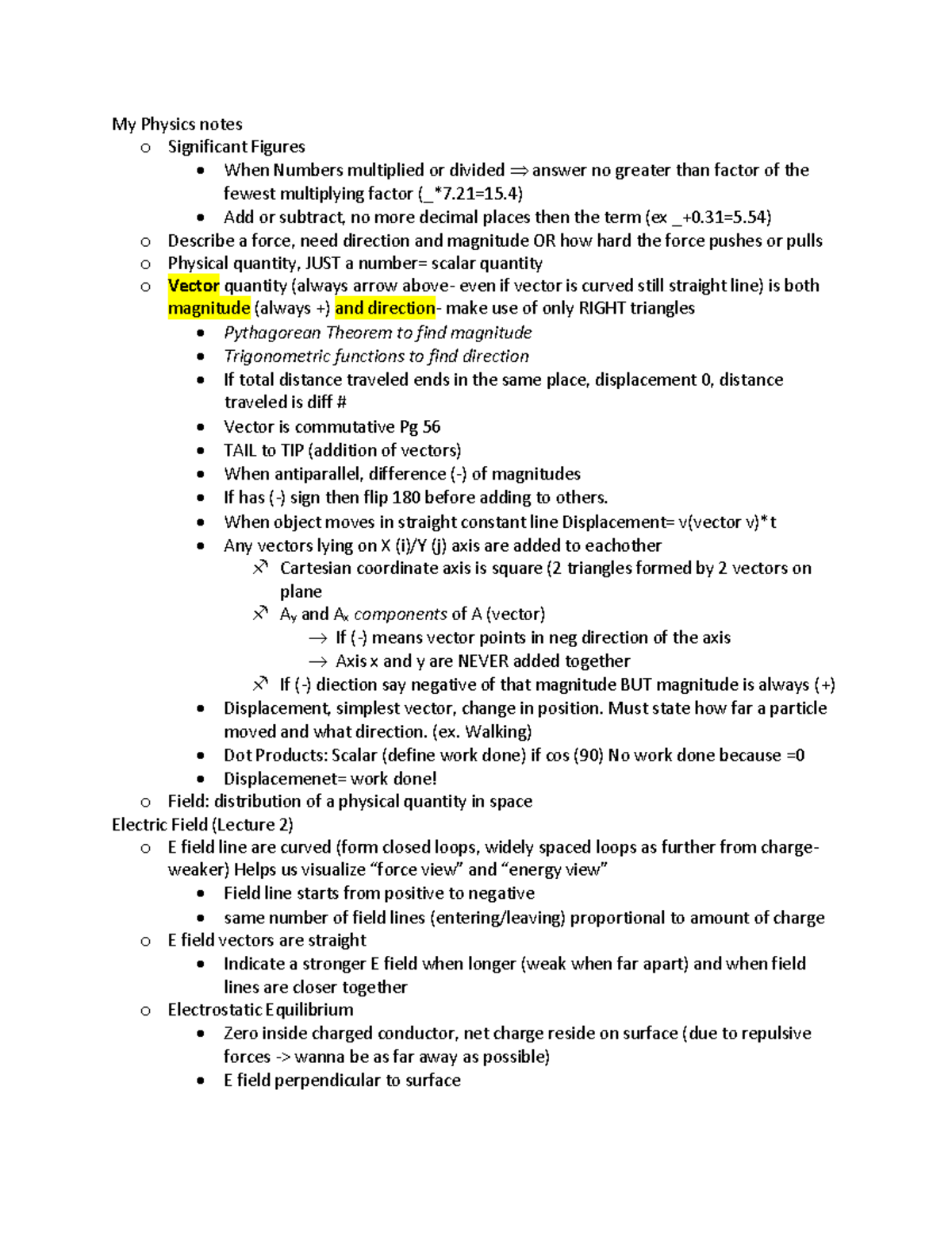 My Physics notes - A short preliminary summary of the beginning of the ...