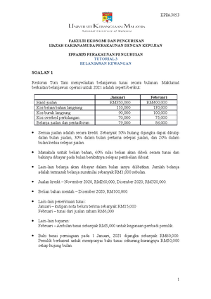 Tutorial 1 - Konsep Klasifikasi Kos-Q (Answer) - FAKULTI EKONOMI DAN PENGURUSAN EPPA 2813 ...
