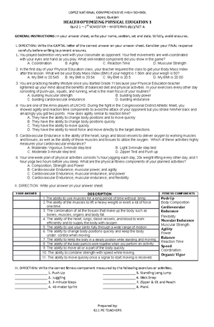 Physical Education 3RD Quarter - PHYSICAL EDUCATION 3 RD QUARTER WEEK 5 ...