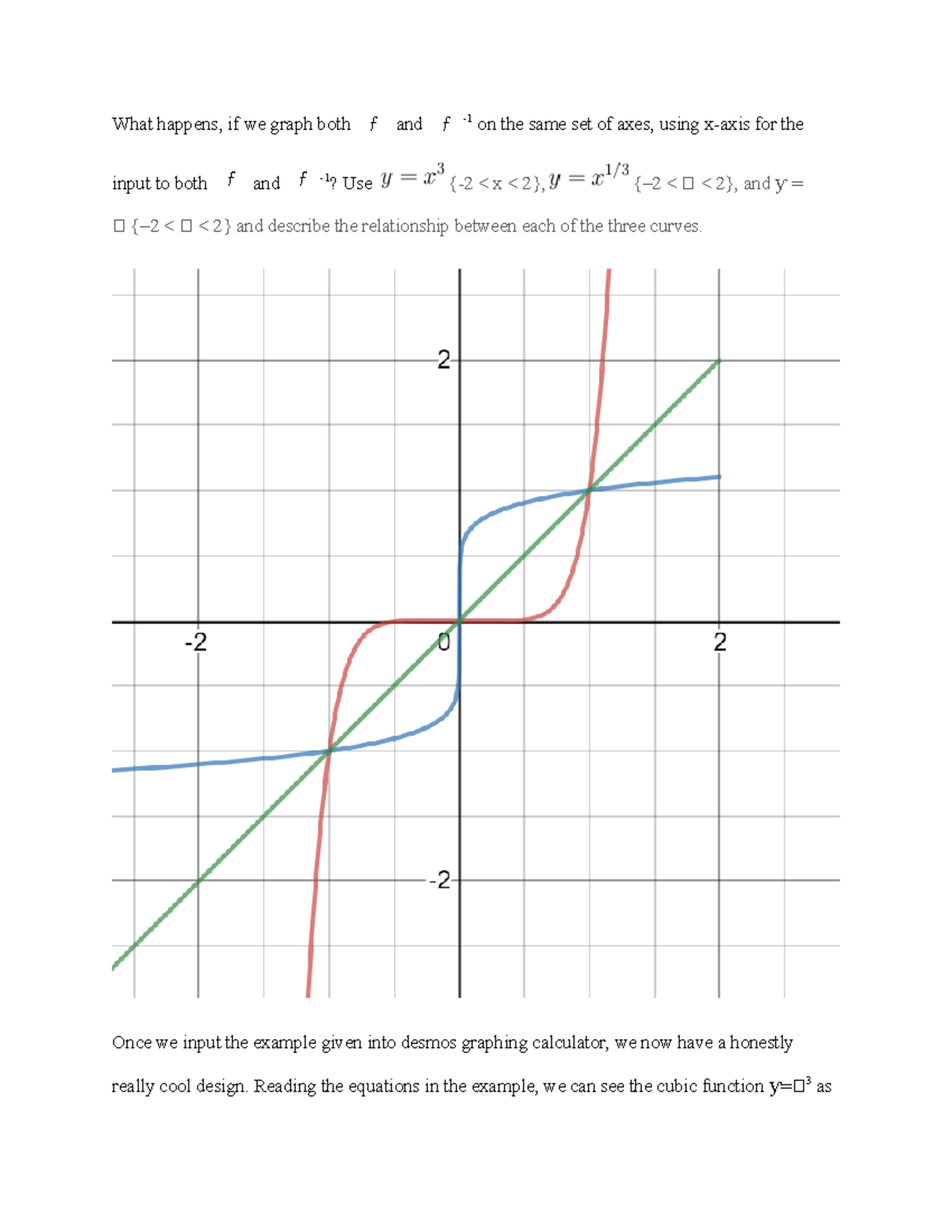 4 - Work - What happens, if we graph both ƒ and ƒ -1 on the same set of ...