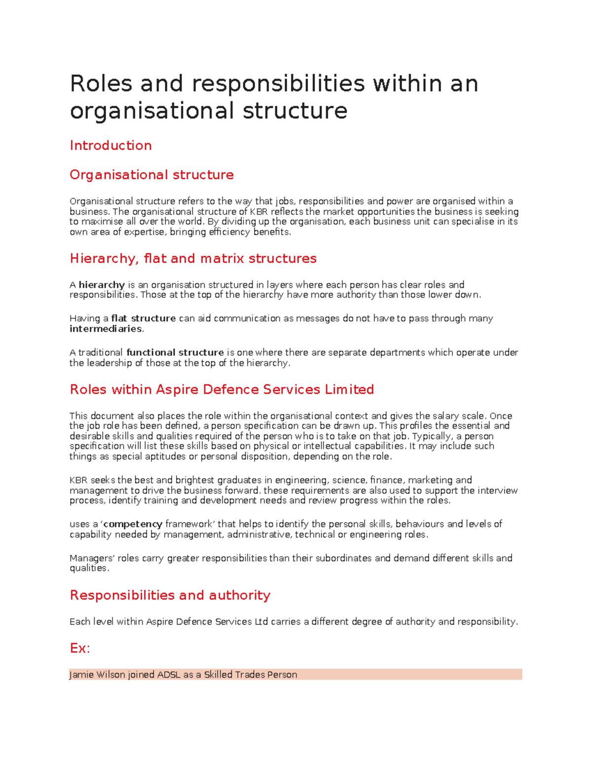 Roles and responsibilities within an organisational structure - Roles ...