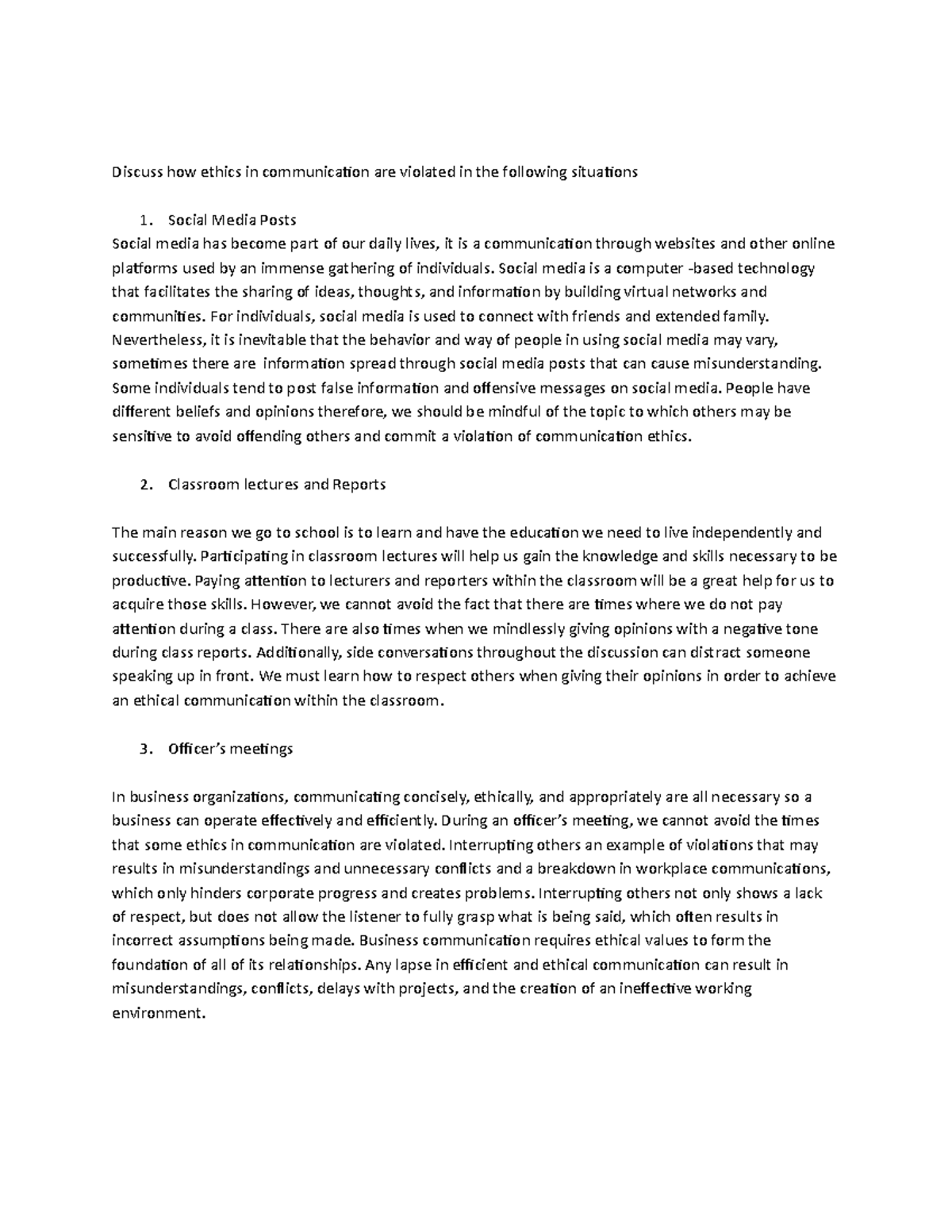 Purposive Communication Activity 02 - Discuss how ethics in ...