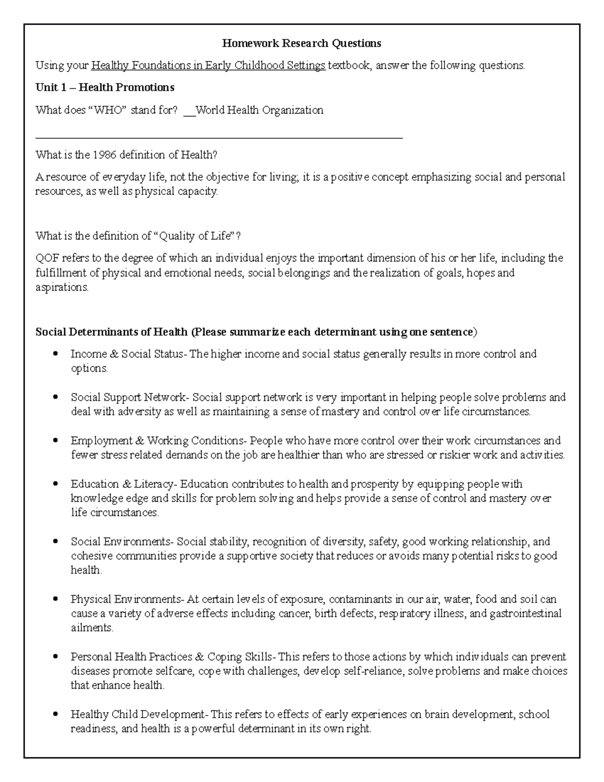 Study Guide Questions - Unit 1 - Homework Research Questions Using your ...