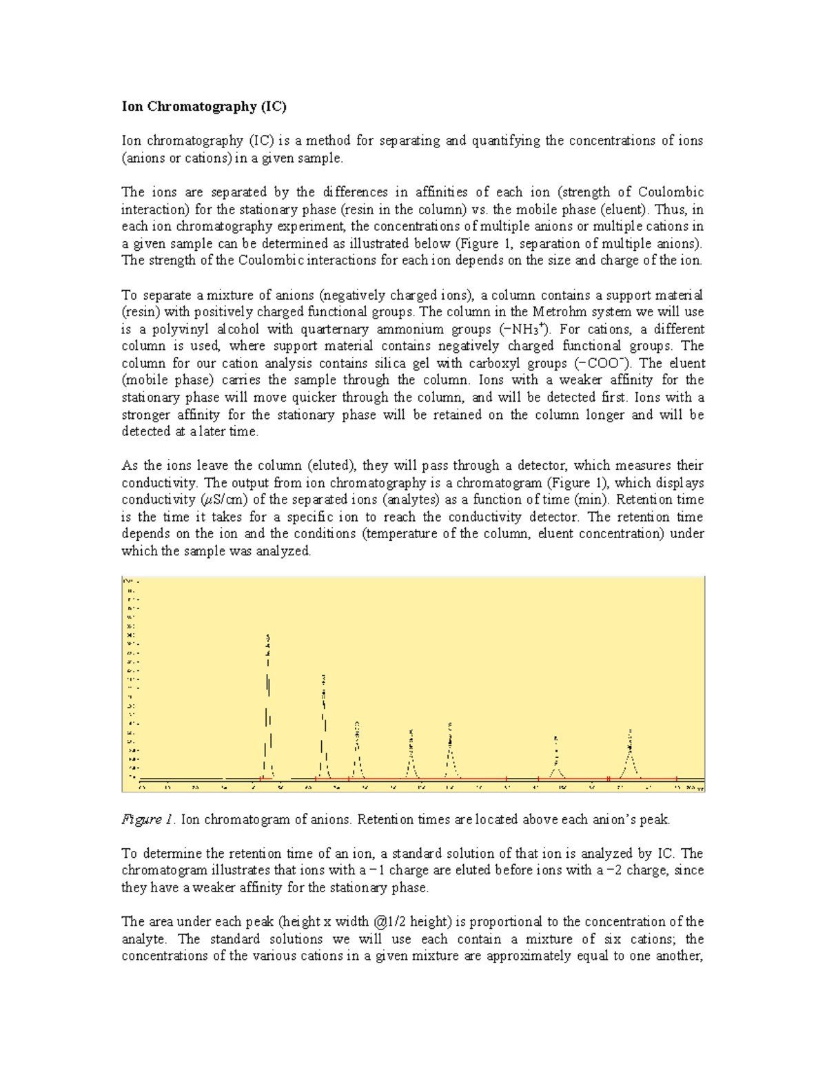 Ion chromatography Lab Sheet - Ion Chromatography (IC) Ion ...